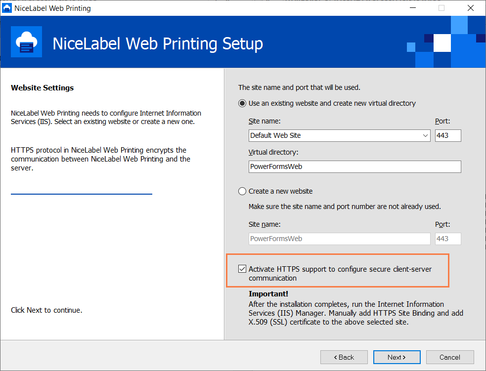 Installing server components – NiceLabel Help Center