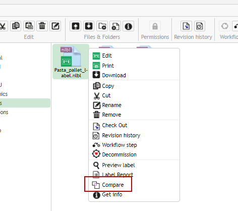 Comparing label files – NiceLabel Help Center