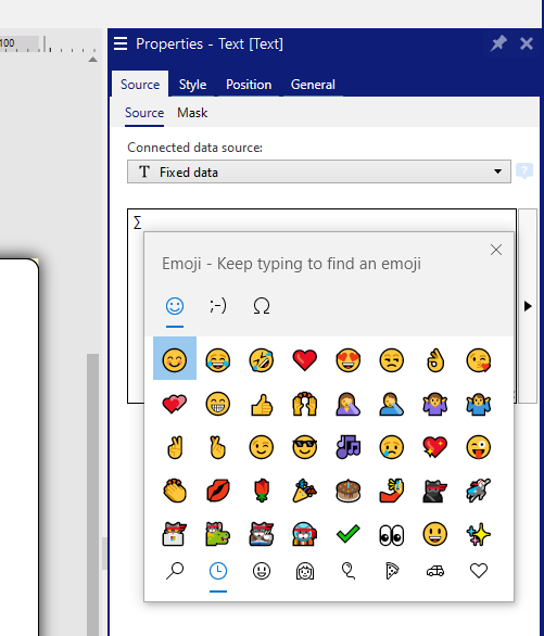 Insert symbols and emojis – NiceLabel Help Center